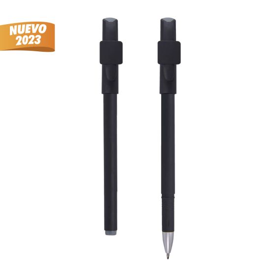 PROMODEPOT PENINSULA: BOLIGRAFO CON ACABADO RUBBER Y TAPA CODE COLOR NEGRO