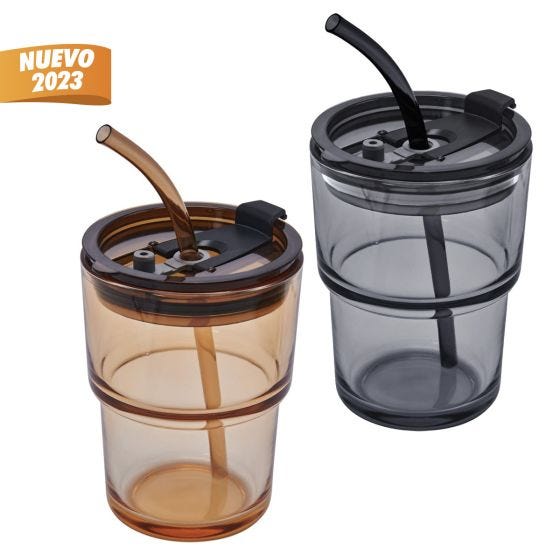 PROMODEPOT PENINSULA: VASO DE VIDRIO CON POPOTE MOKA